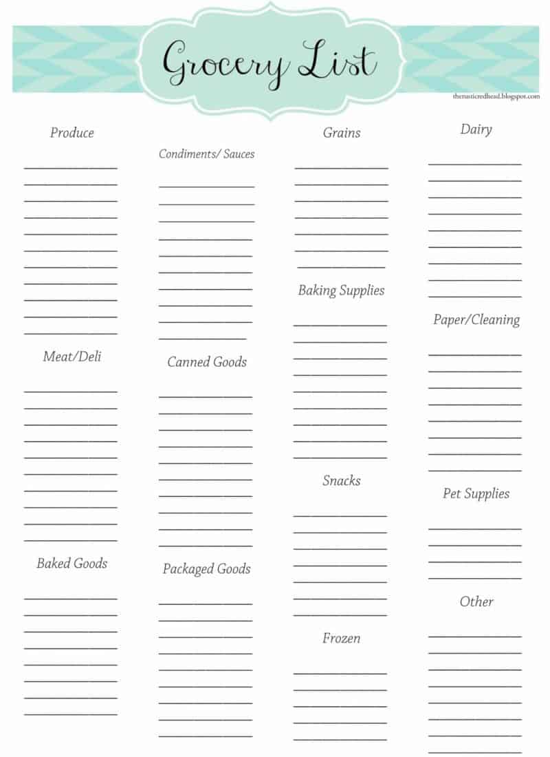 10 Free Printable Grocery List Templates Shopping Lists 